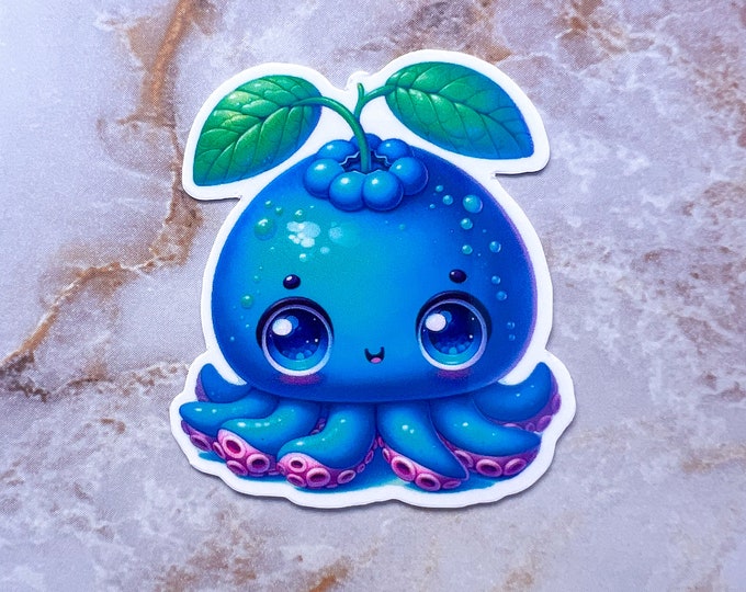 Kawaii Blueberry Octopus Vinyl Waterproof Sticker Die-cut - Etsy