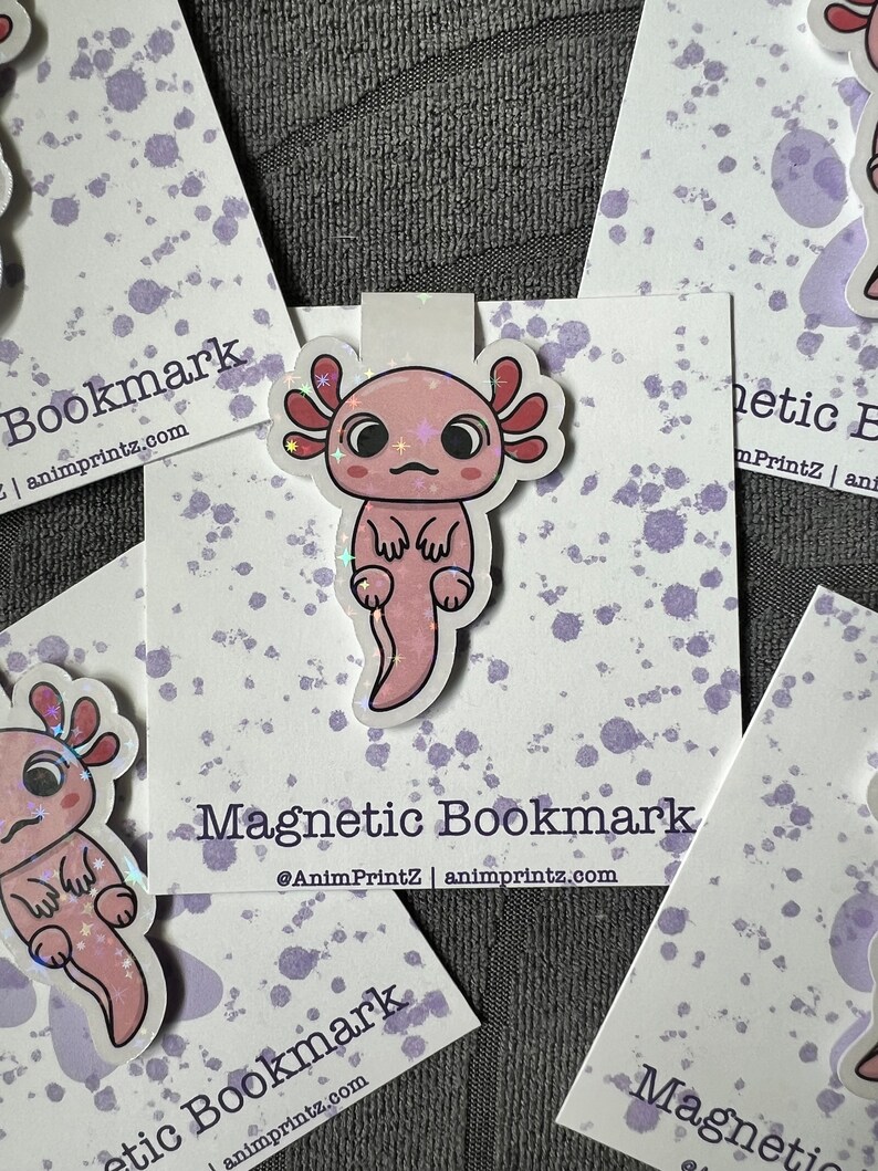 2D Axolotl Holographic Magnetic Bookmark Die-cut Bookmark - Etsy