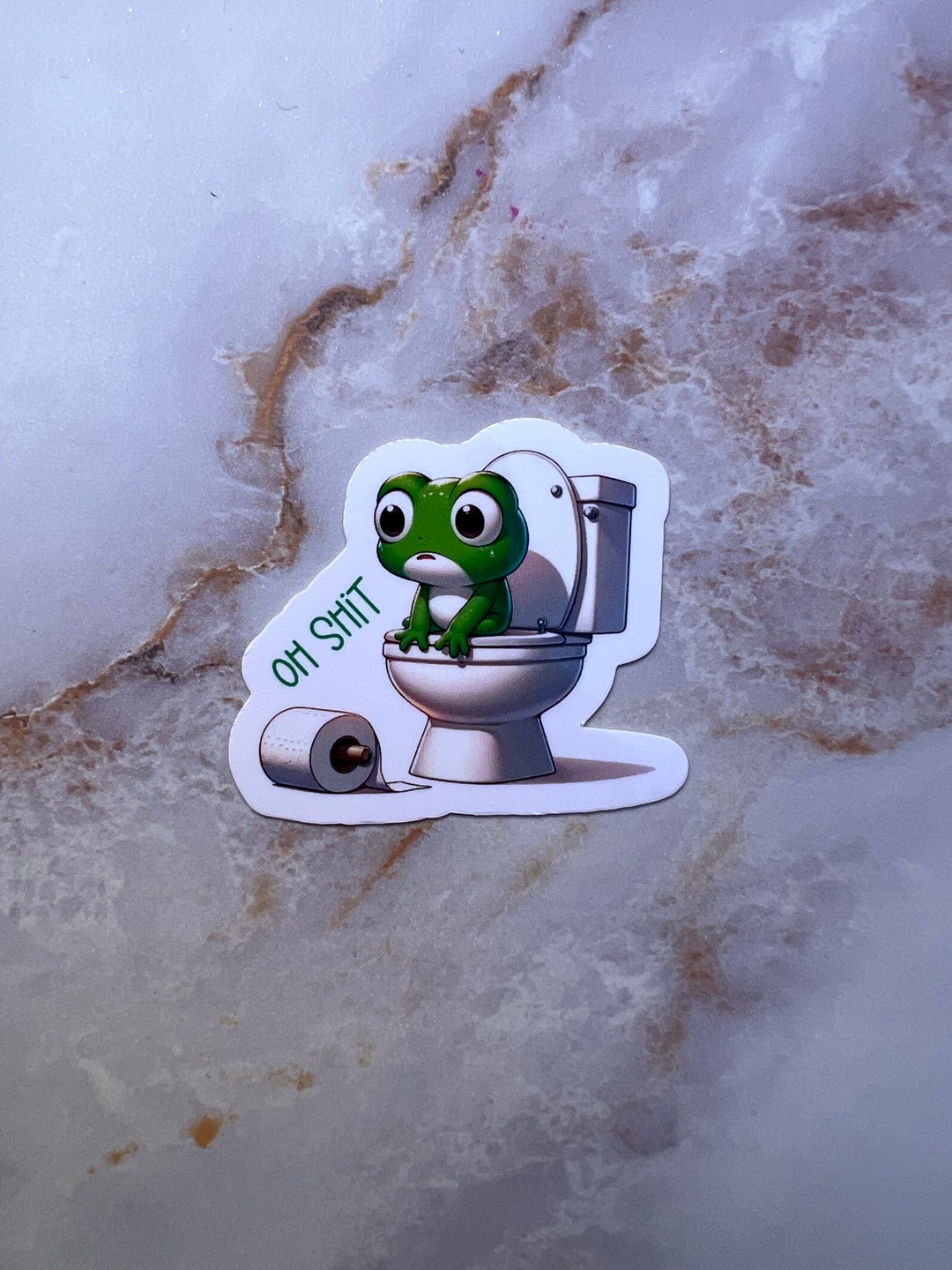 Oh Sht Froggy on the Toilet, Waterproof Vinyl Sticker - Etsy