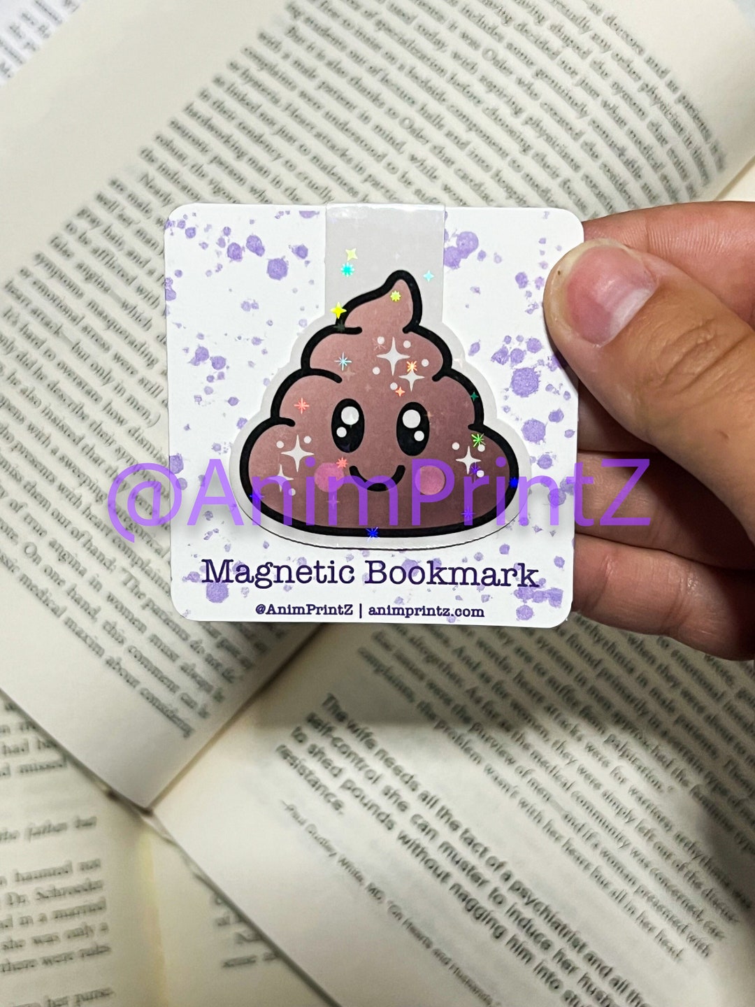 Sparkly Cute Poop Emoji Magnetic Bookmark Die-cut Bookmark - Etsy