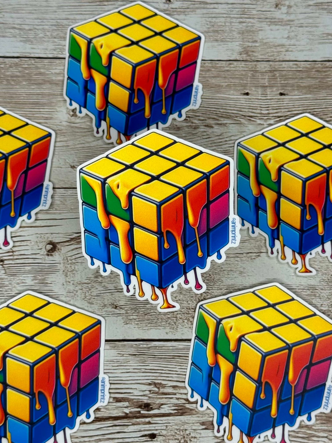 Melting Rubik's Cube, Matte Vinyl Waterproof Sticker Die-cut - Etsy