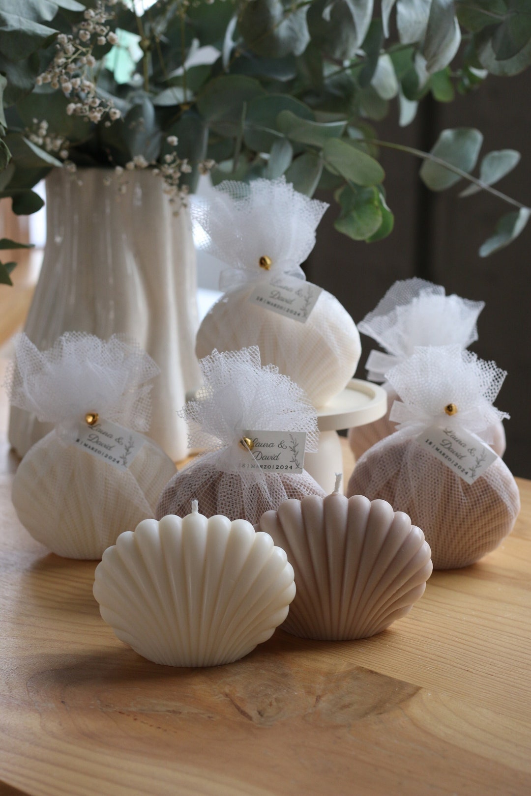 Set of Maxi Shell Candles, Shell Wedding Candle Favors for Guests ...