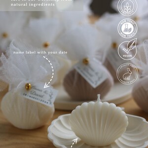 Set of Mini Shell Candles, Wedding Candle Favors for Guests, Details ...