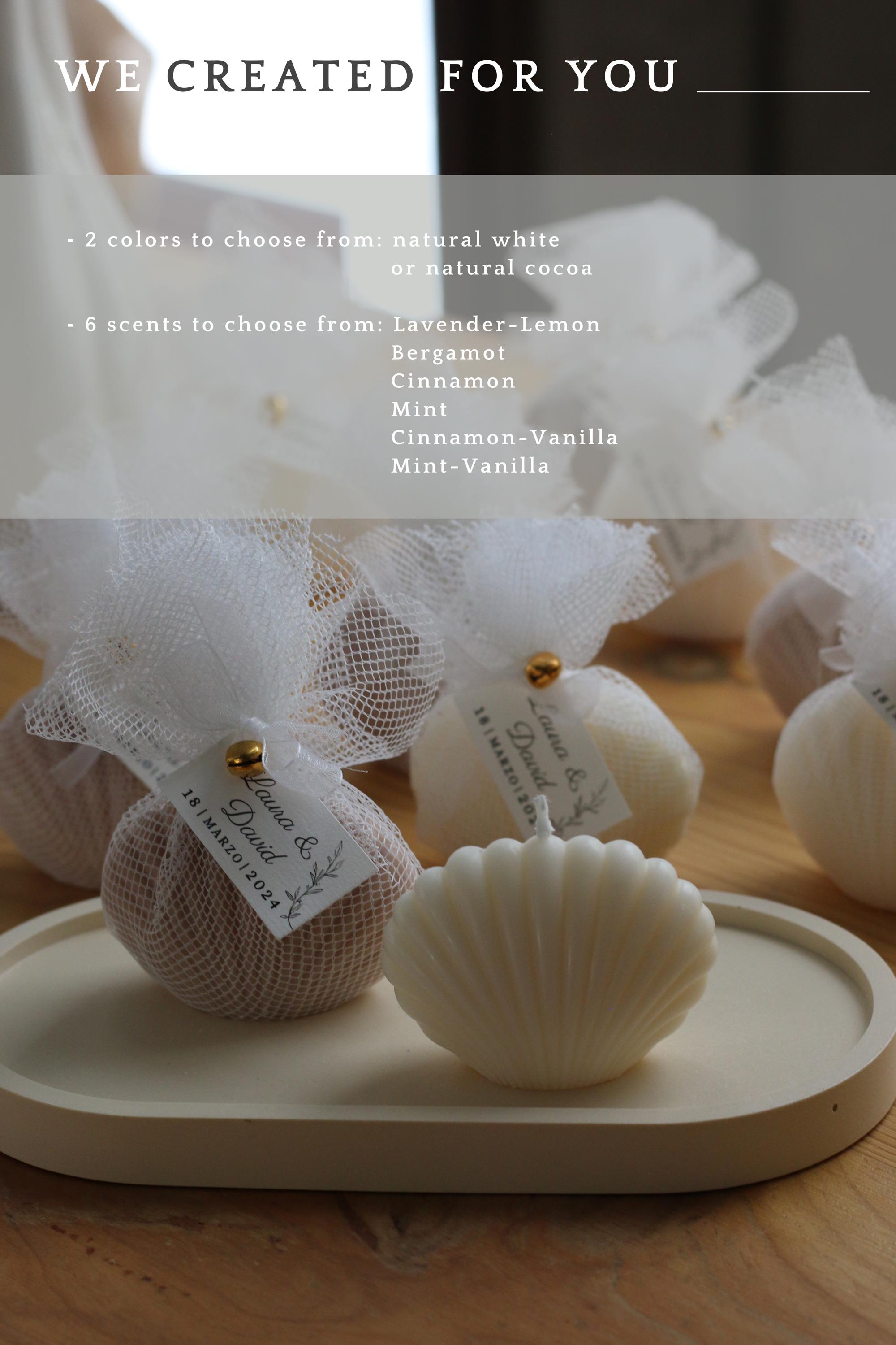 Set of Mini Shell Candles, Wedding Candle Favors for Guests, Details for Events, Marine Wedding ...