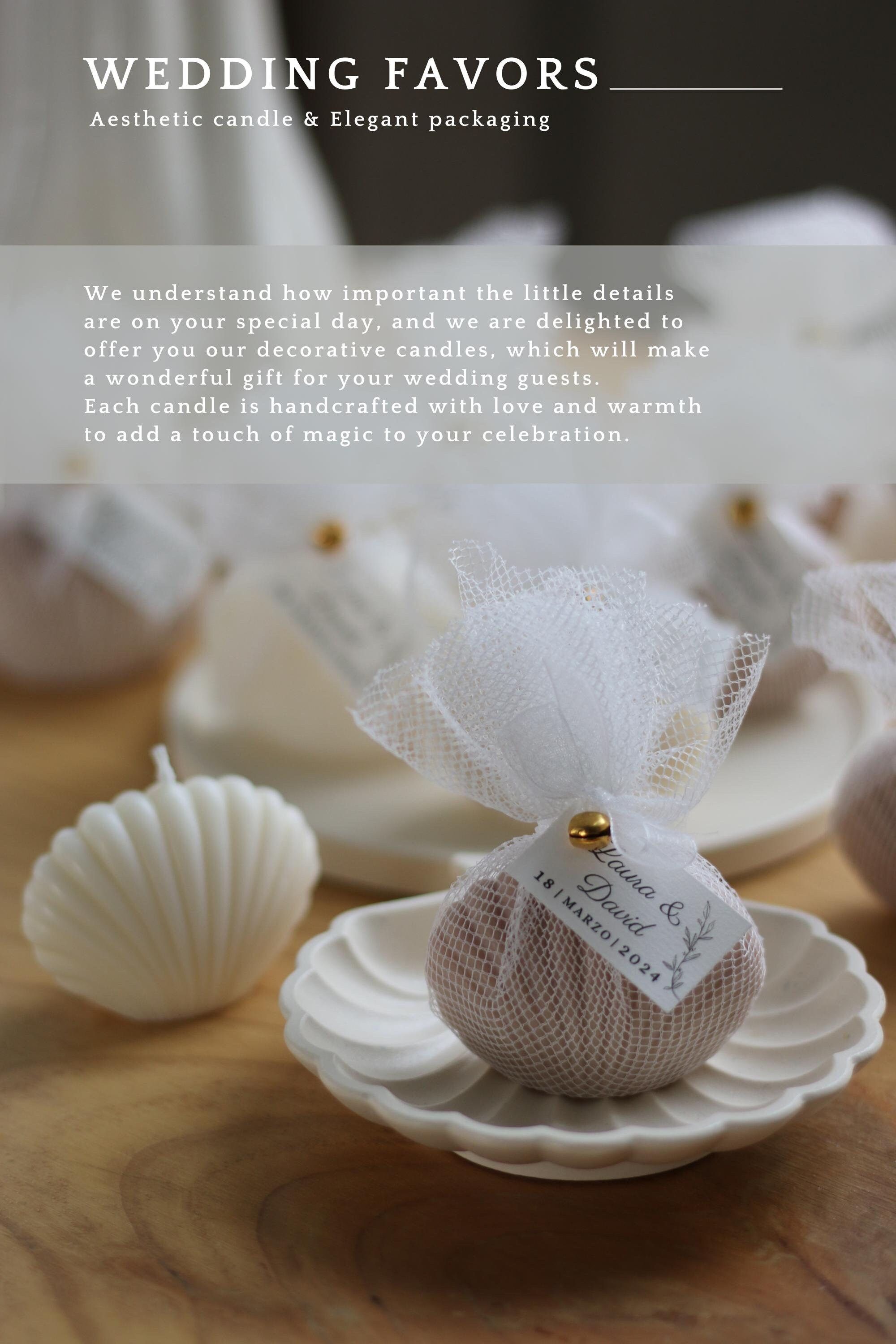 Set of Mini Shell Candles, Wedding Candle Favors for Guests, Details for Events, Marine Wedding ...