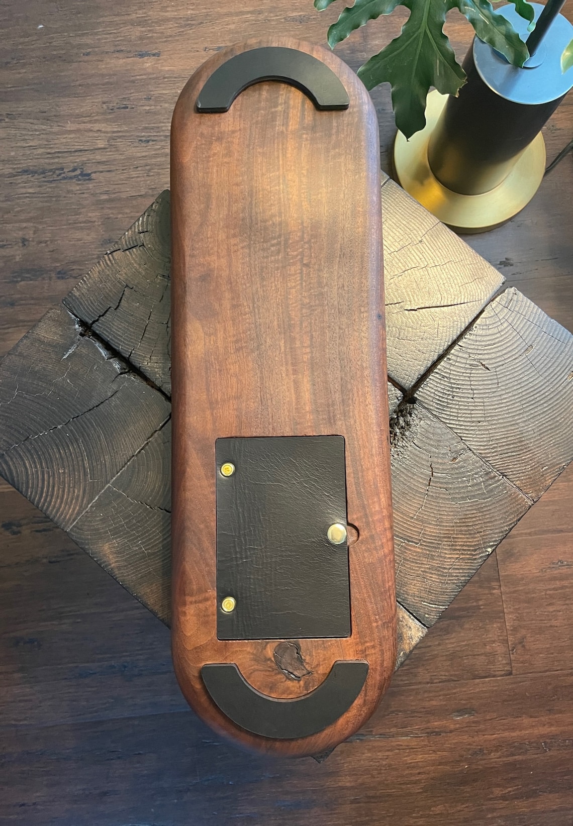 Handcrafted Black Walnut Cribbage Board Brass & Stainless Steel Pegs W ...