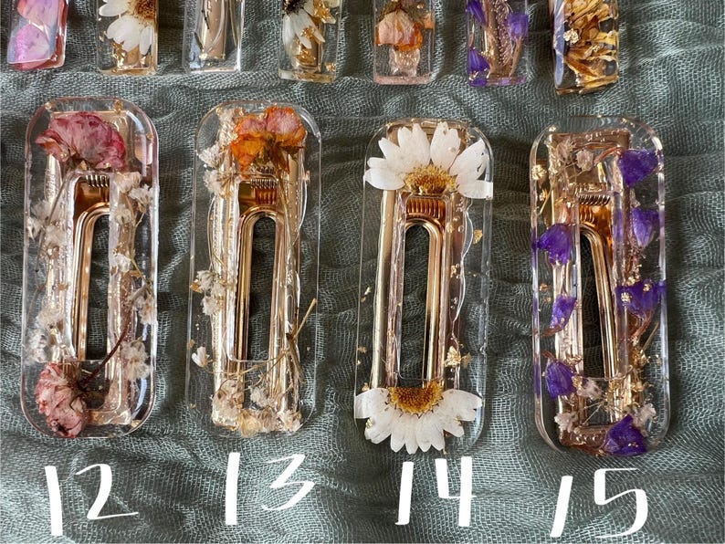Resin Real Flower Hair Clips - Handcrafted Floral Hair Accessories ...