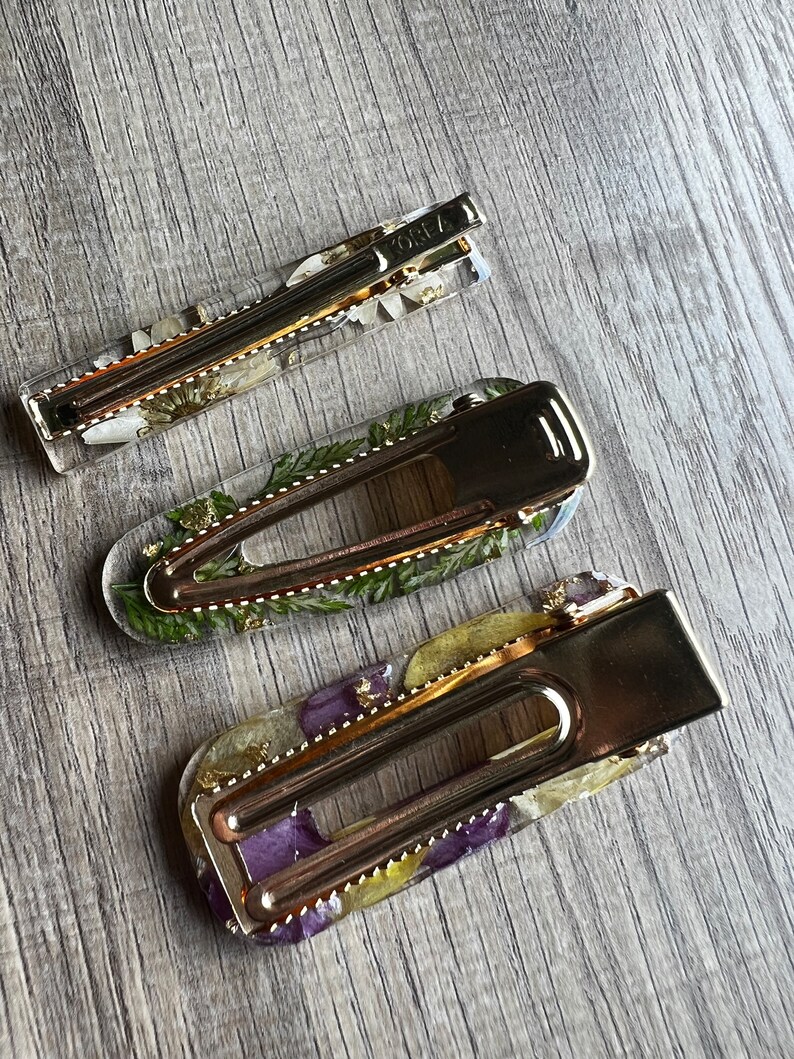 Resin Real Flower Hair Clips - Handcrafted Floral Hair Accessories ...