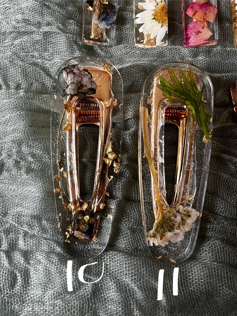 Resin Real Flower Hair Clips - Handcrafted Floral Hair Accessories ...