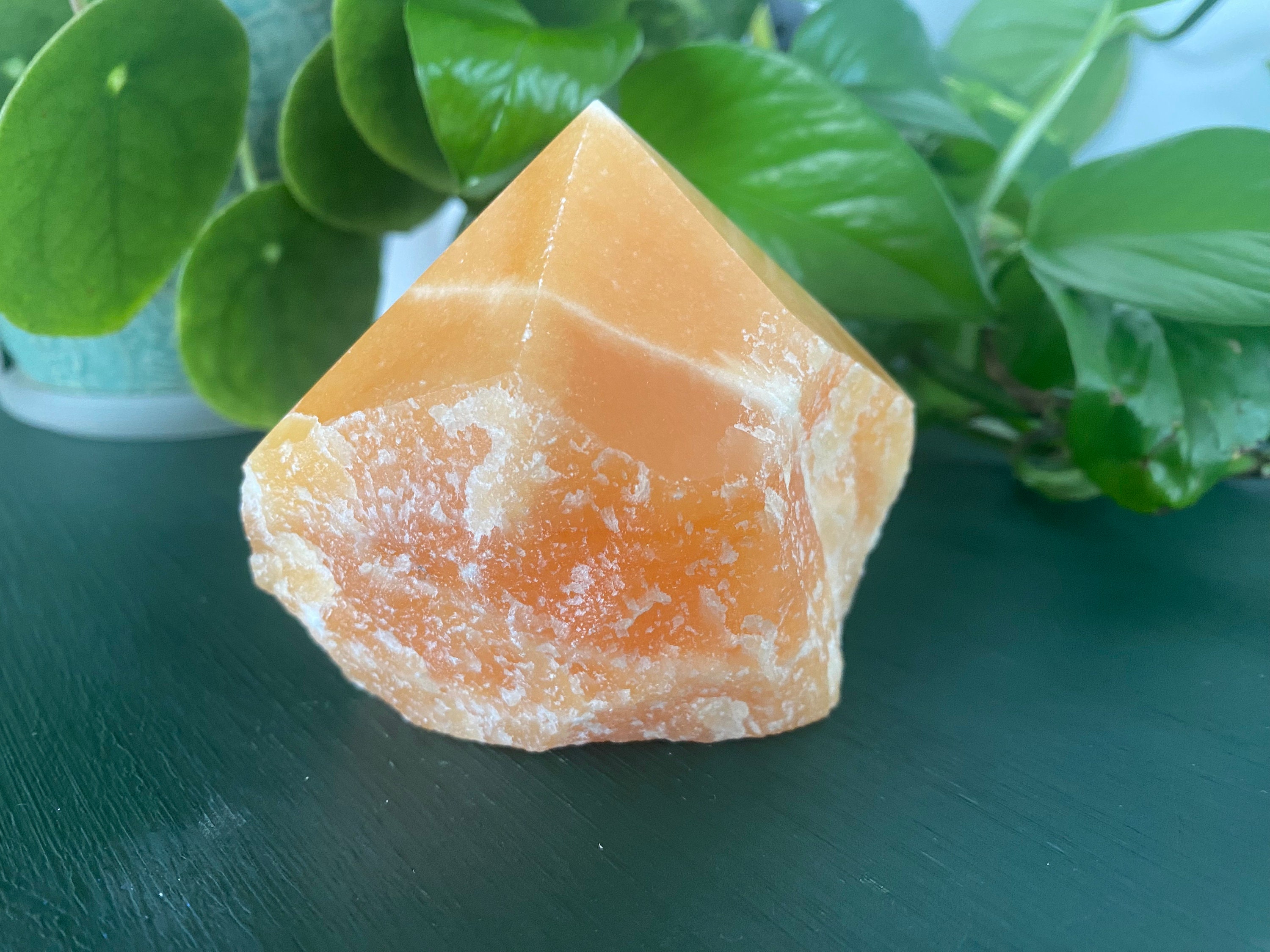 Raw Orange Calcite Crystal Point Large 423 G Calcite Generator, Crystal ...