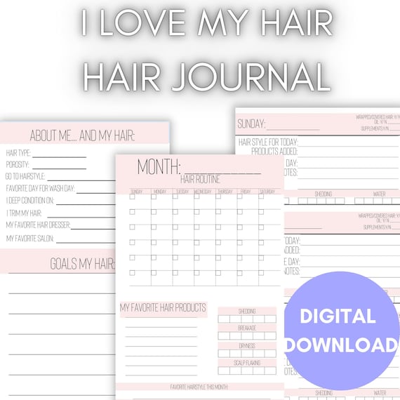 Printable Pink Hair Care Planner Journal PDF File and Jpeg - Etsy