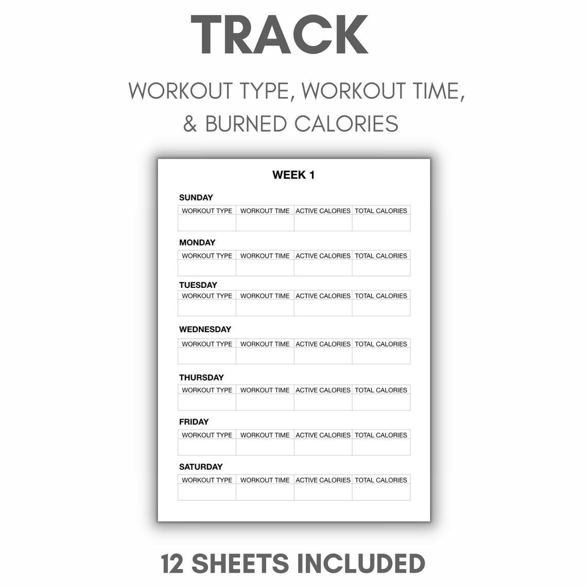 12 Week Fitness Log Digital Download- Includes 61 Pages (workout Logs ...