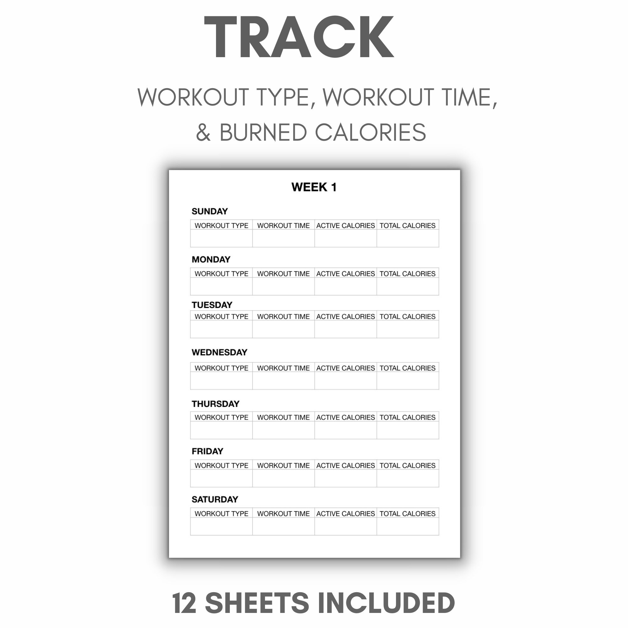 12 Week Fitness Log Digital Download- Includes 61 Pages (workout Logs ...