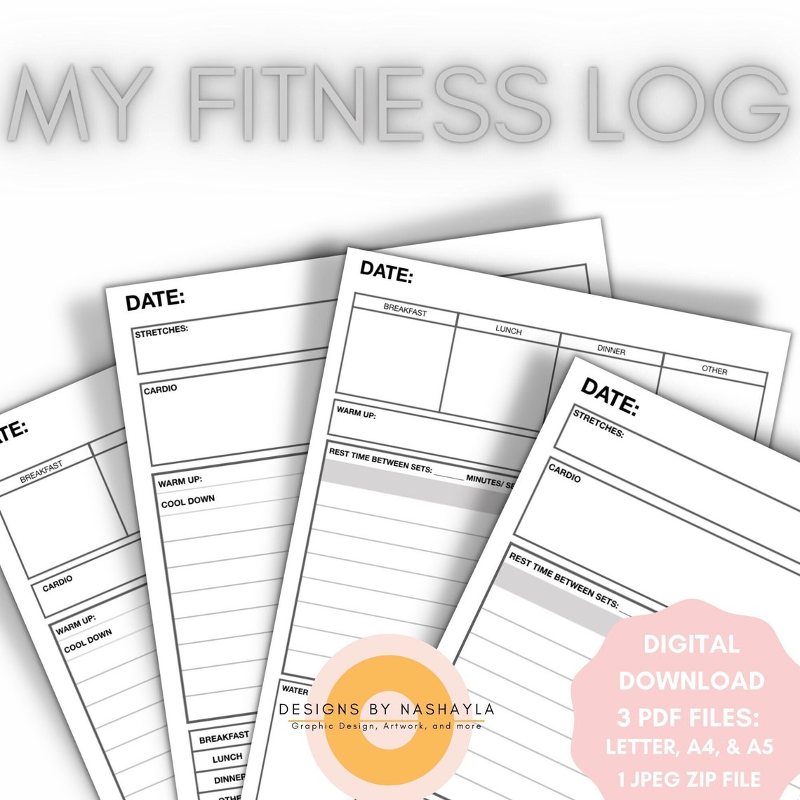 12 Week Fitness Log Digital Download- Includes 61 Pages (workout Logs ...