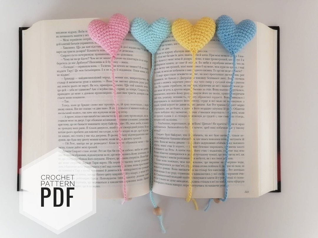 Crochet Pattern Bookmark, Heart Crochet Pattern, Easy Crochet Pattern ...