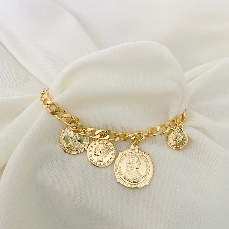 Coin Charm Bracelets - Etsy