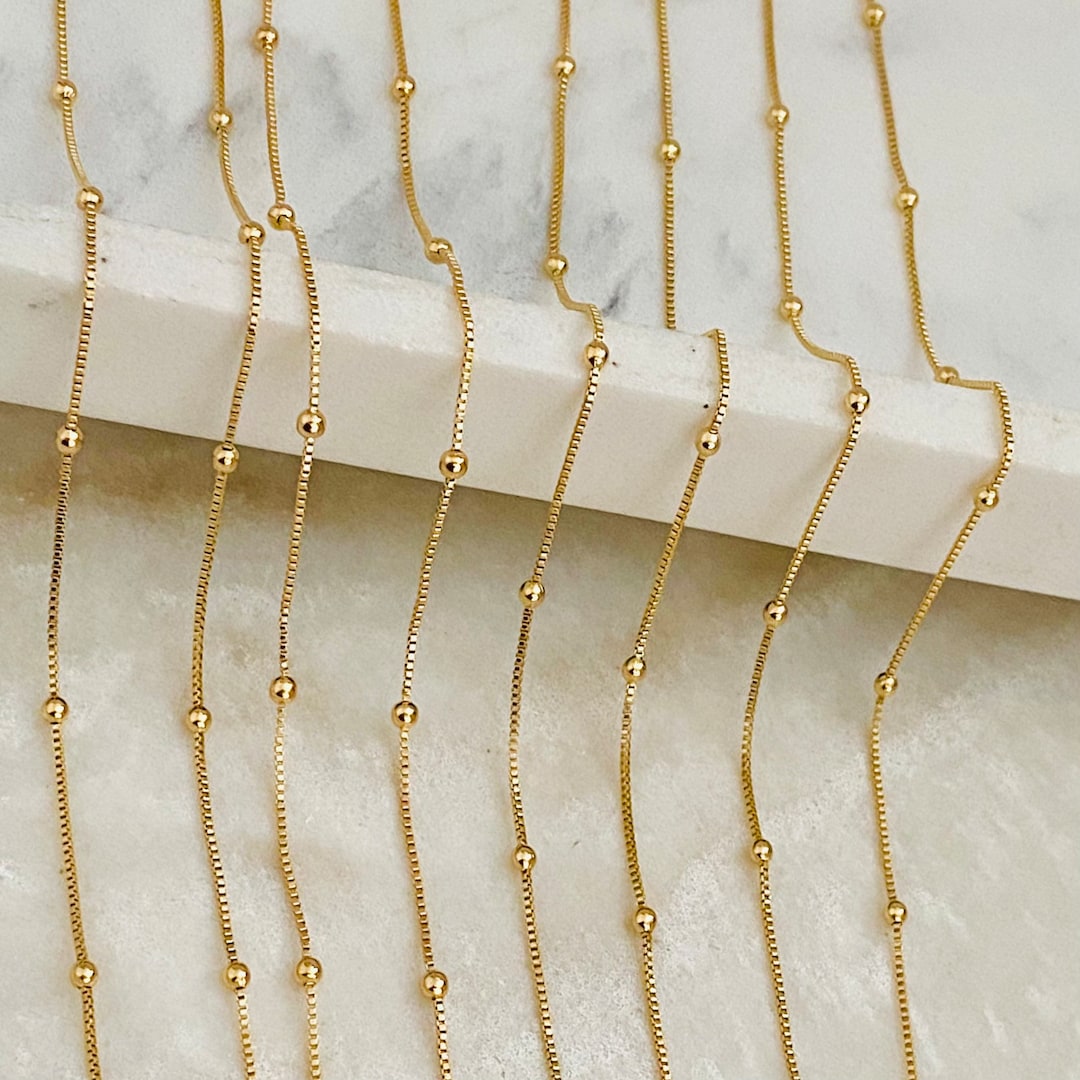 Delicate Satellite Ball Chain Necklace - Gold Beaded Link - Etsy