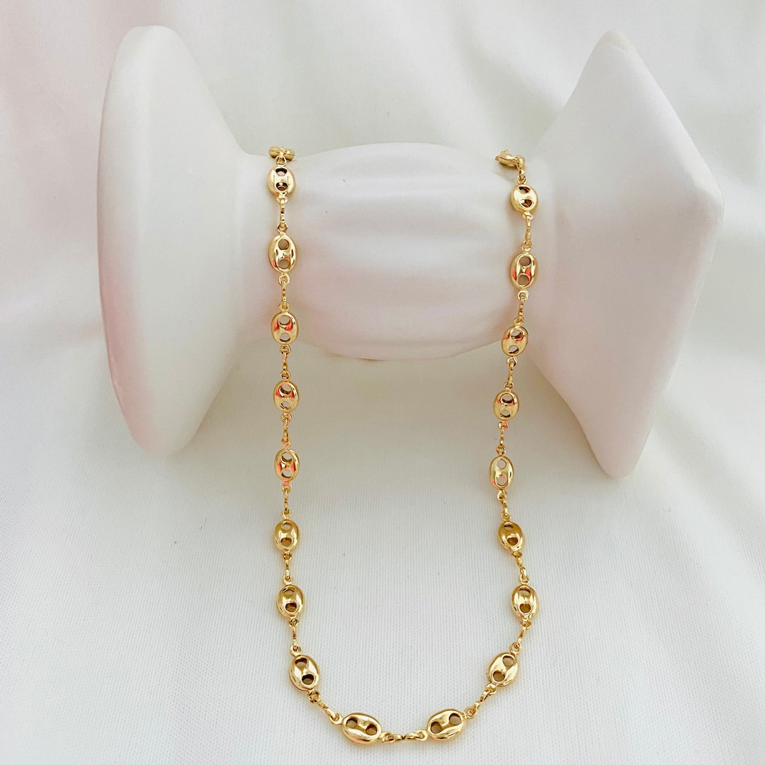 Puffed Mariner Chain, Mariner Link Necklace, Anchor Mariner Chain, 18k ...