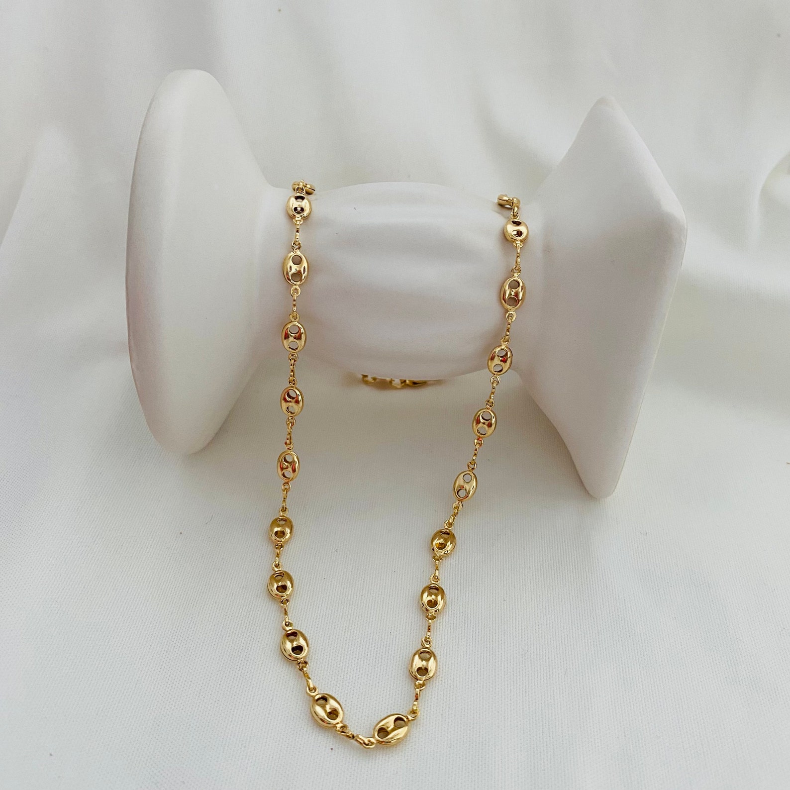 Puffed Mariner Chain, Mariner Link Necklace, Anchor Mariner Chain, 18k ...