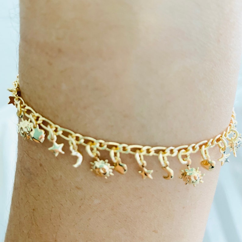 Celestial Bracelet Sun Bracelet Moon Bracelet Moon Charm - Etsy