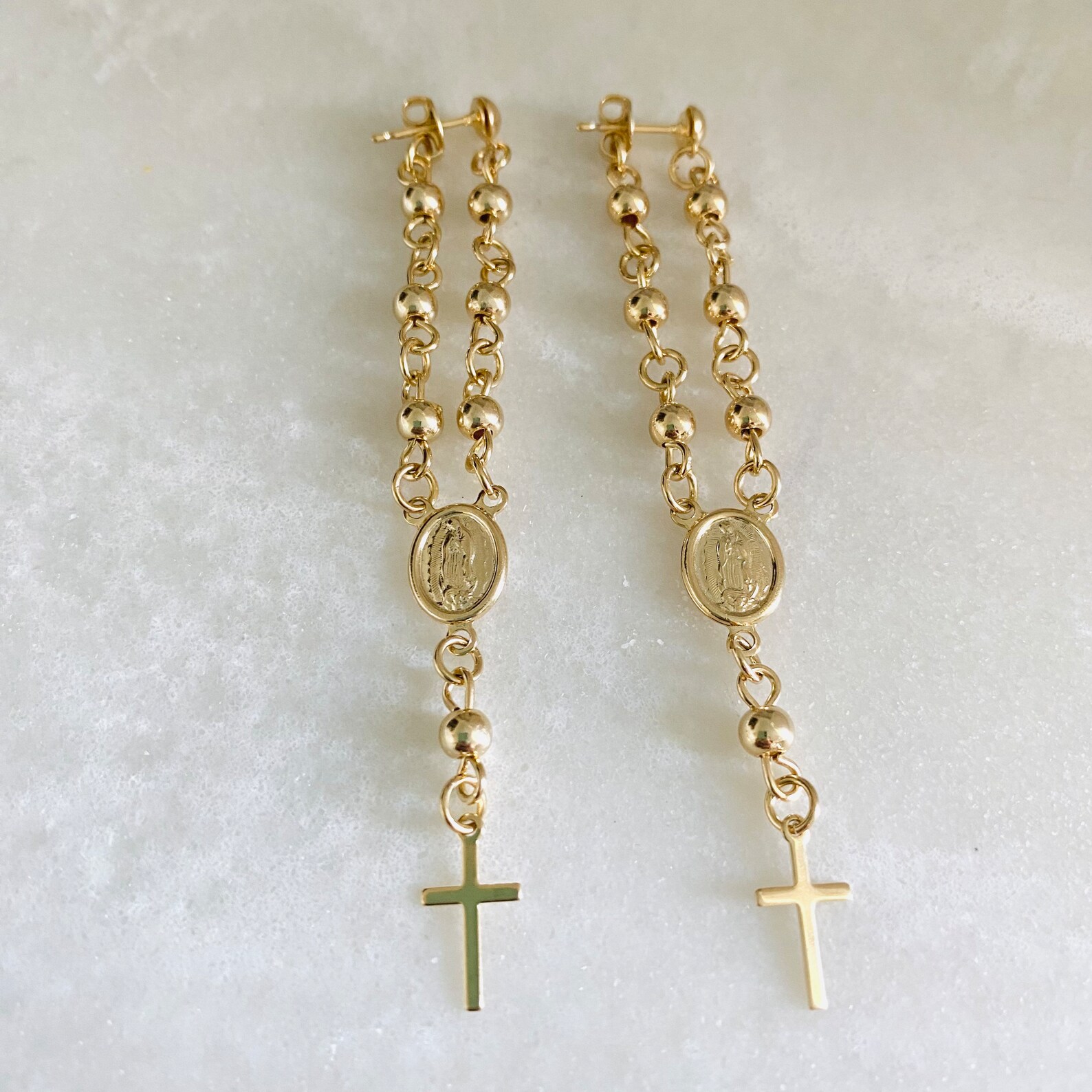 Guadalupe Earrings, Virgin Mary Earrings, Rosary Earrings, Catholic ...