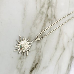 Silver Sun Necklace, Sun Necklace, Silver Necklace, Celestial Jewelry ...