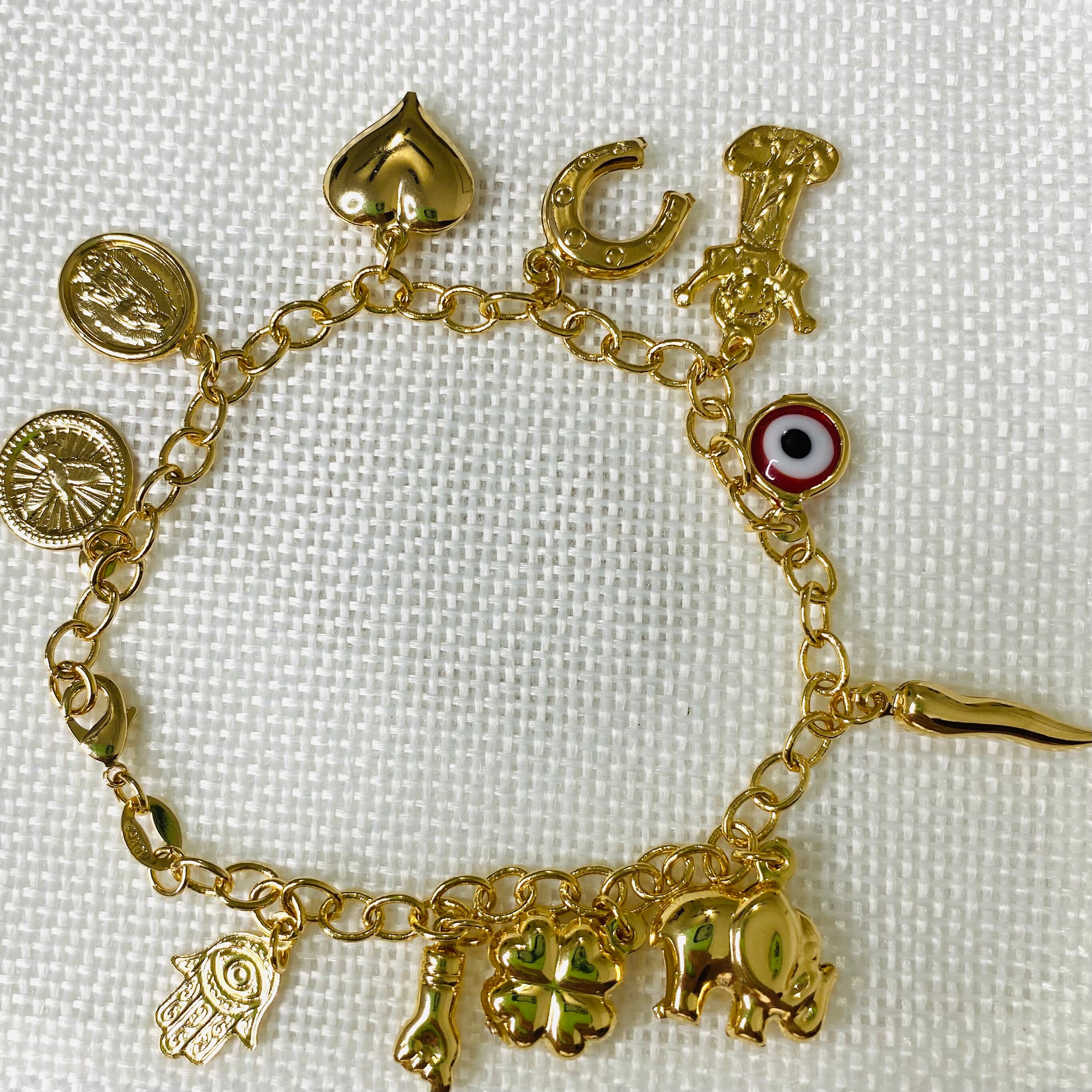 Lucky Charm Protection Bracelet, Evil Eye Bracelet, 18K Gold Filled ...