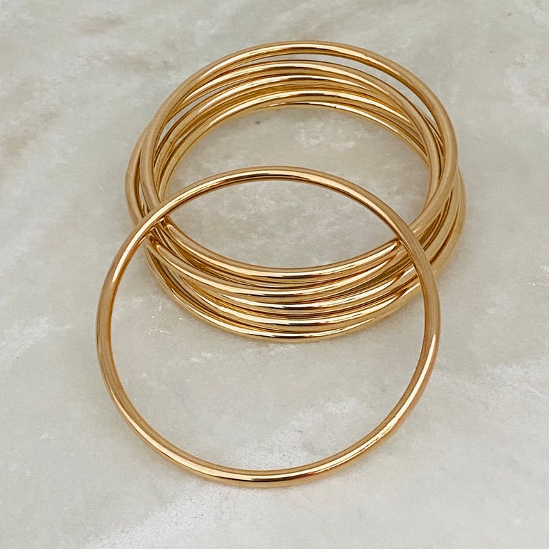 Gold Filled Set of 7 Bangles, Gold Filled Bangle Set, 7 Day Bangles ...