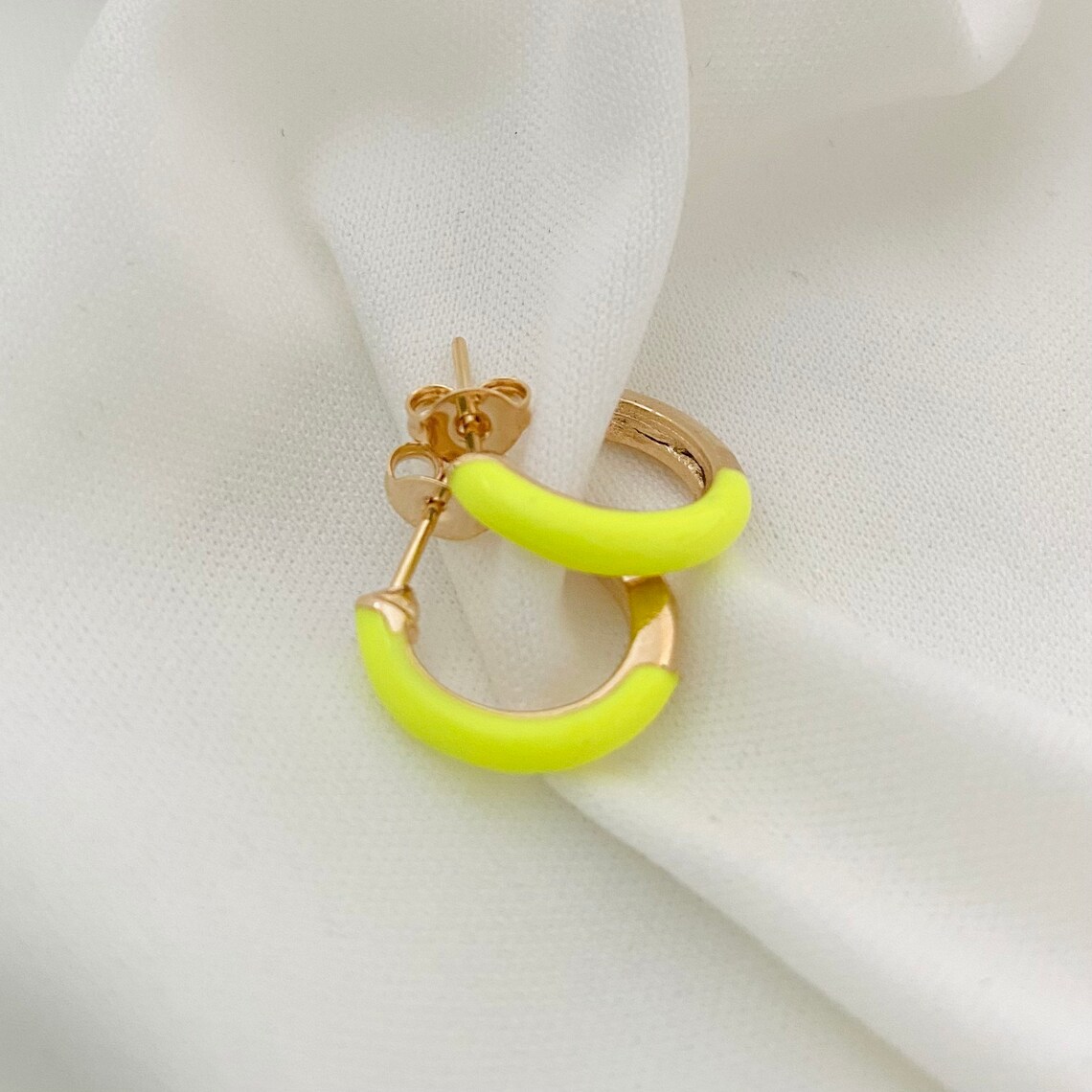 Enamel Neon Hoop Earrings, Enamel Earrings, Macaroon Hoops, Colorful ...