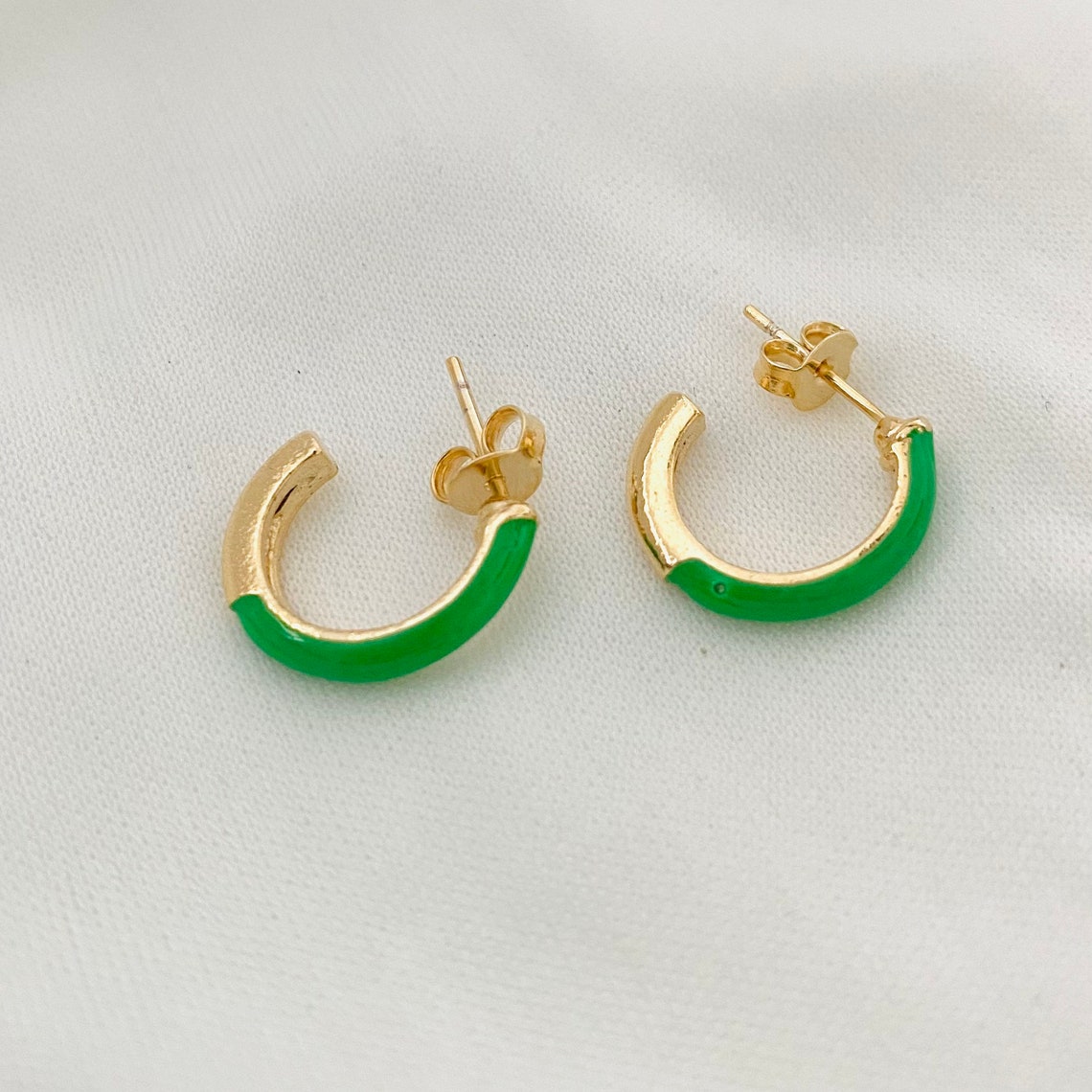Enamel Neon Hoop Earrings, Enamel Earrings, Macaroon Hoops, Colorful ...