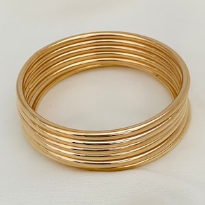 Gold Filled Set of 7 Bangles, Gold Filled Bangle Set, 7 Day Bangles ...