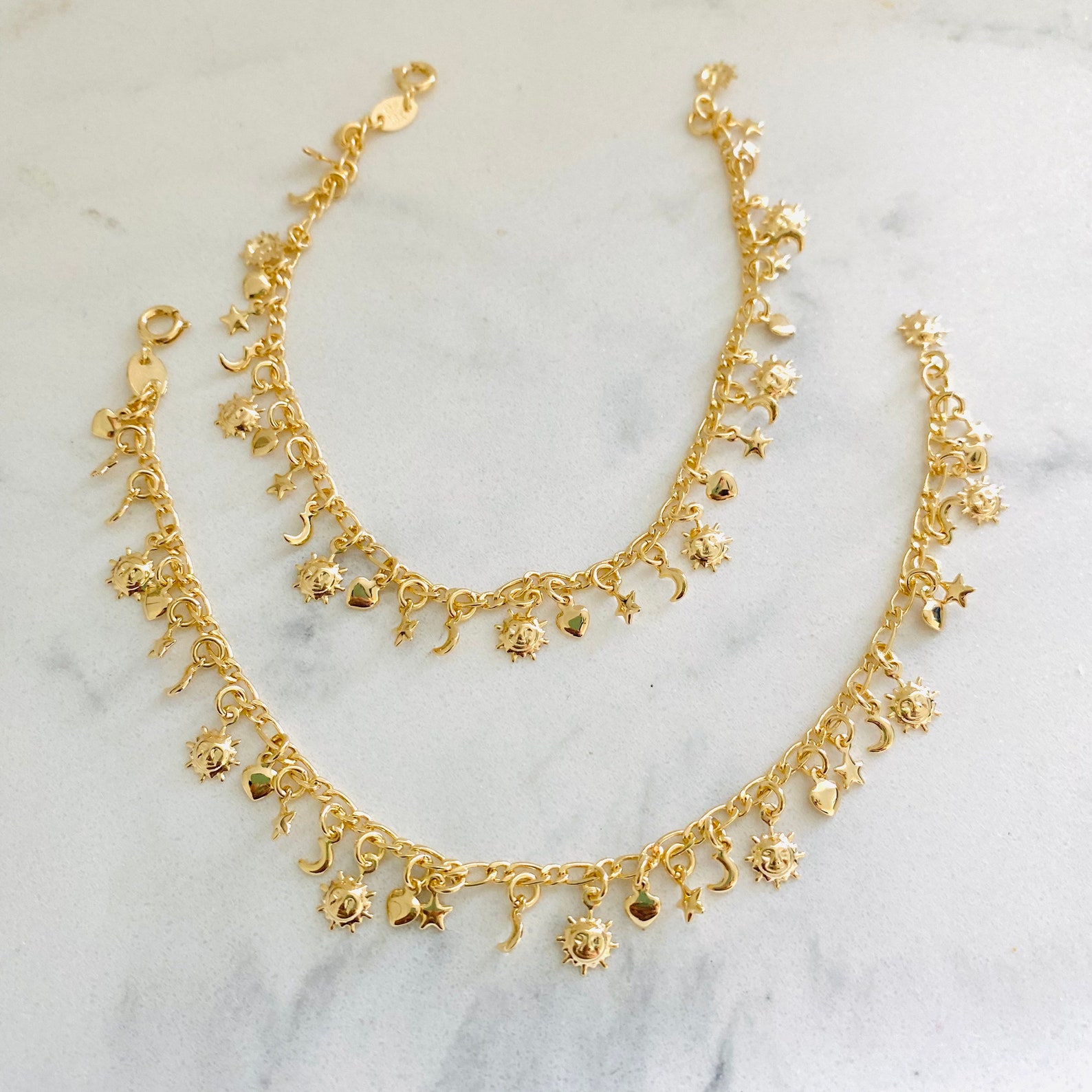 Celestial Bracelet Sun Bracelet Moon Bracelet Moon Charm - Etsy