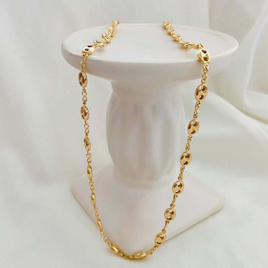 Puffed Mariner Chain, Mariner Link Necklace, Anchor Mariner Chain, 18k ...