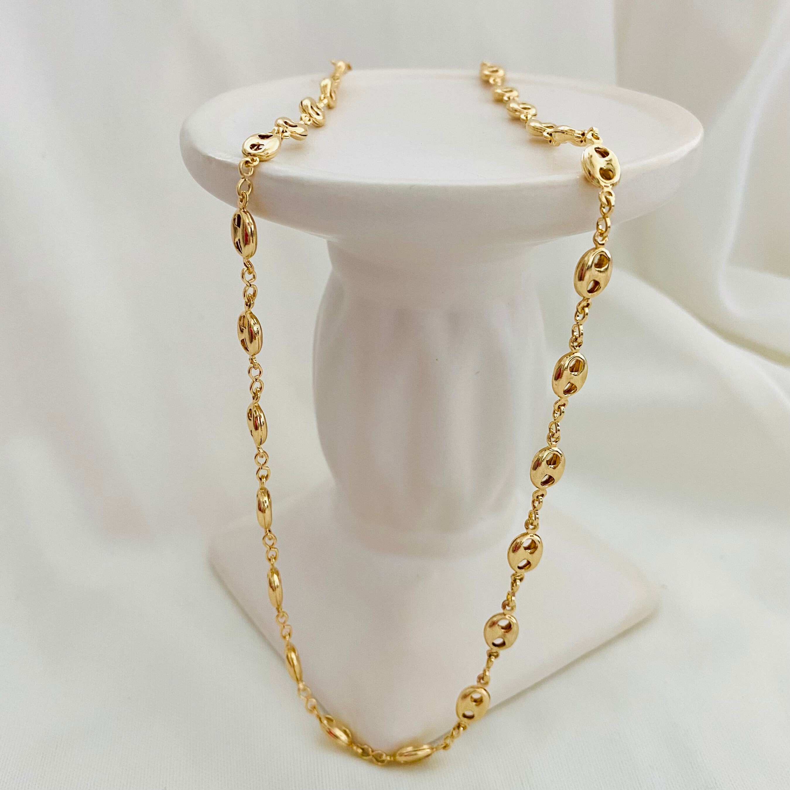 Puffed Mariner Chain Mariner Link Necklace Anchor Mariner - Etsy