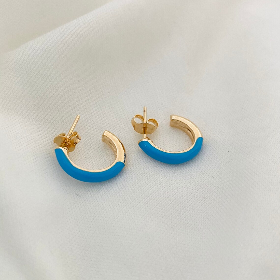 Enamel Neon Hoop Earrings, Enamel Earrings, Macaroon Hoops, Colorful ...