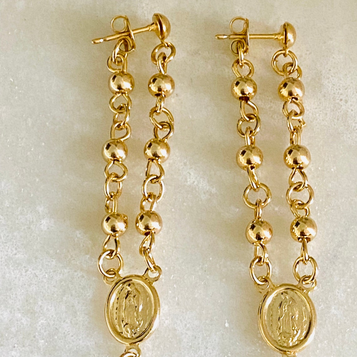 Guadalupe Earrings, Virgin Mary Earrings, Rosary Earrings, Catholic ...