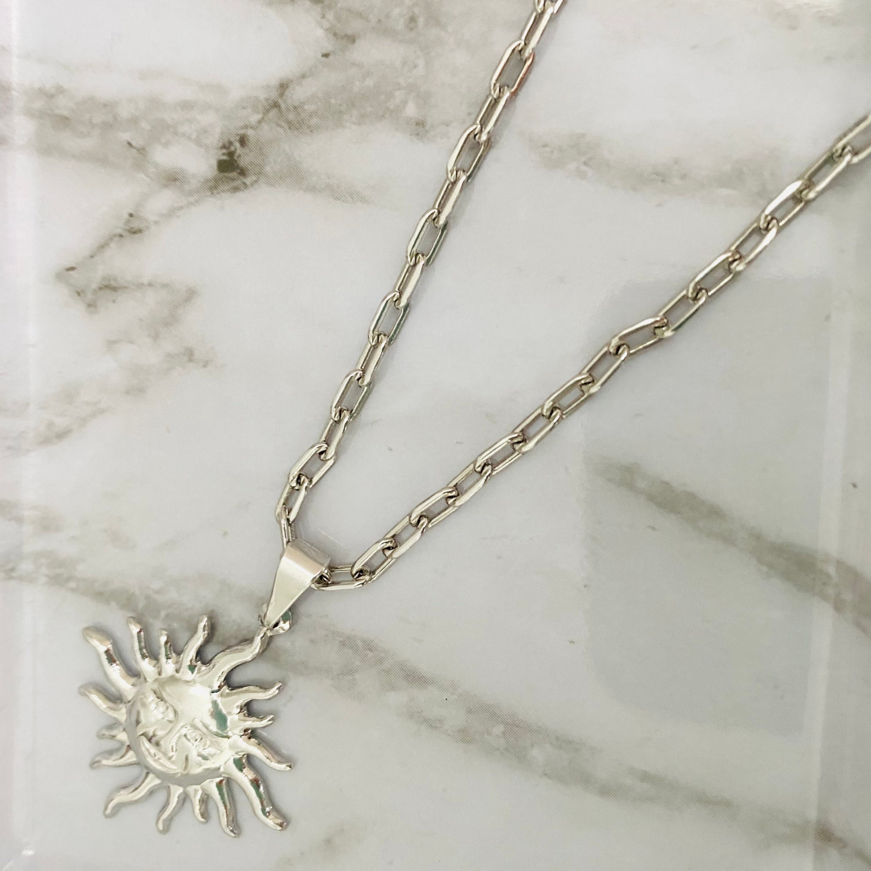 Silver Sun Necklace Sun Necklace Silver Necklace Celestial - Etsy