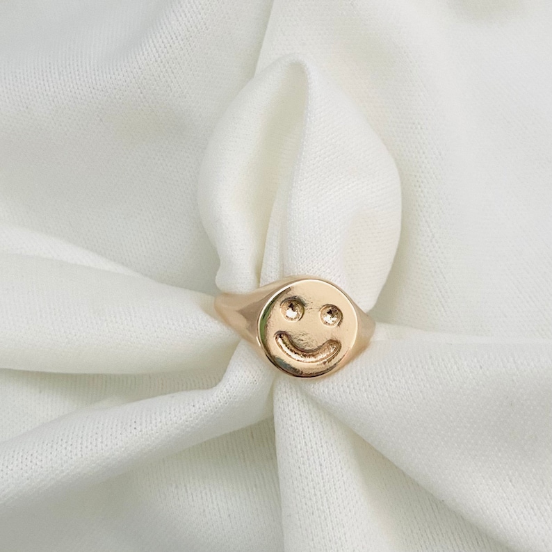 Smiley Face Ring Emoji Face Ring Happy Face Ring 18k Gold - Etsy