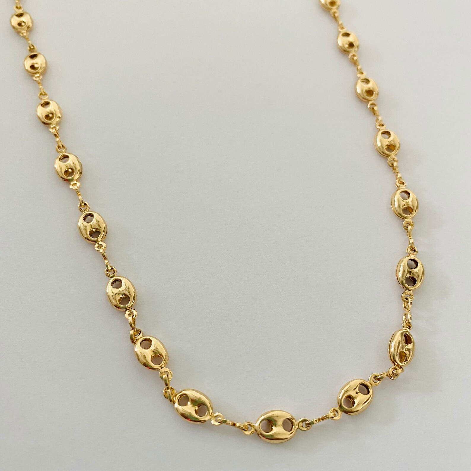 Puffed Mariner Chain, Mariner Link Necklace, Anchor Mariner Chain, 18k ...