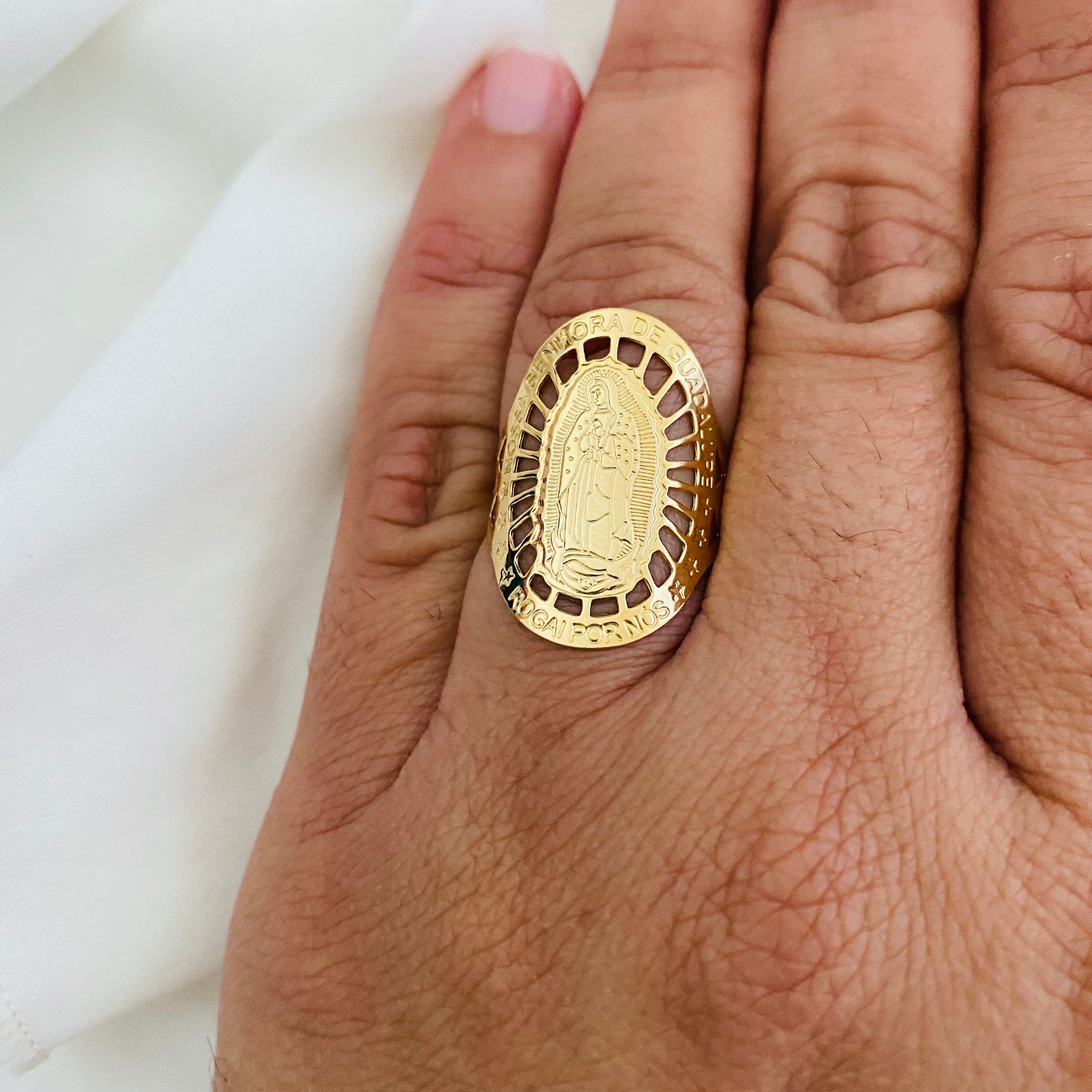 18k Gold Filled Our Lady of Guadalupe Ring: Religious Protection Ring ...