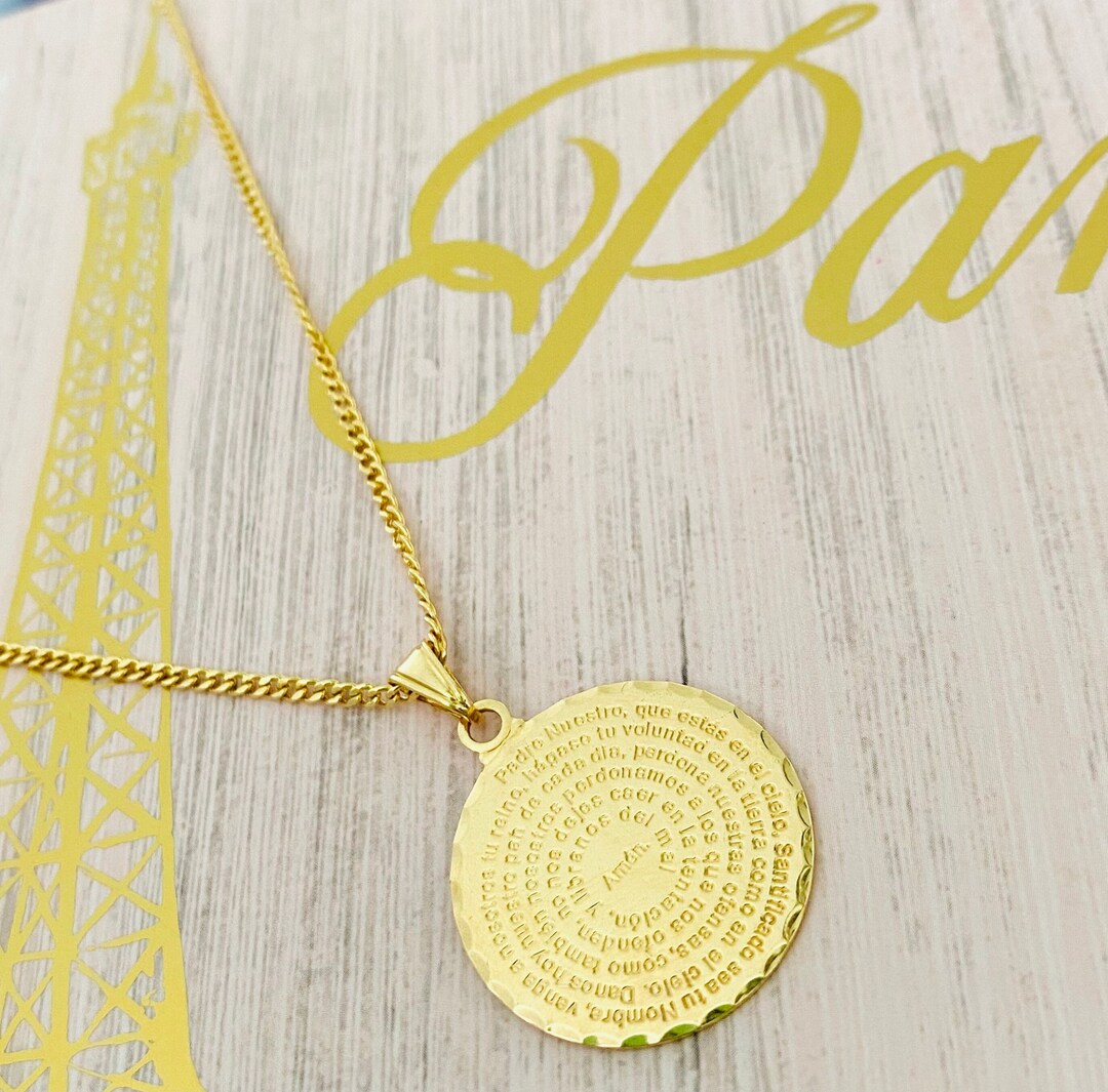 18K Gold Filled Spanish Prayer Medallion Necklace - Etsy
