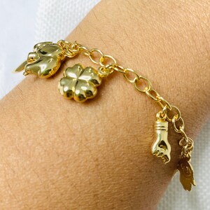 Lucky Charm Protection Bracelet, Evil Eye Bracelet, 18K Gold Filled ...