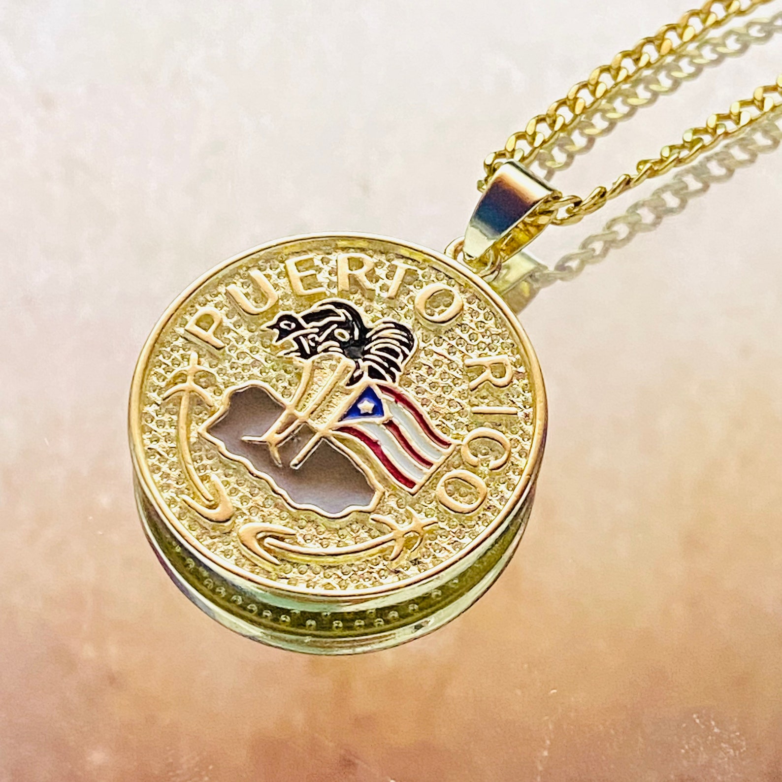 Puerto Rican Flag Necklace Puerto Rican Charm Necklace Flag - Etsy