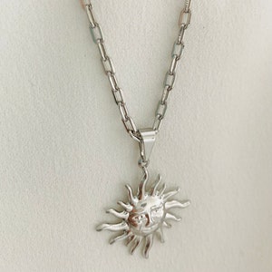 Silver Sun Necklace, Sun Necklace, Silver Necklace, Celestial Jewelry ...