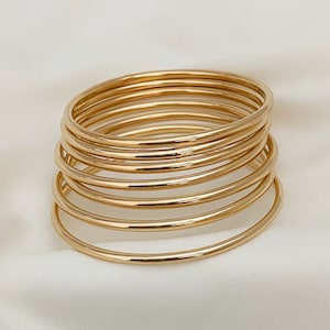 Gold Filled Set of 7 Bangles, Gold Filled Bangle Set, 7 Day Bangles ...