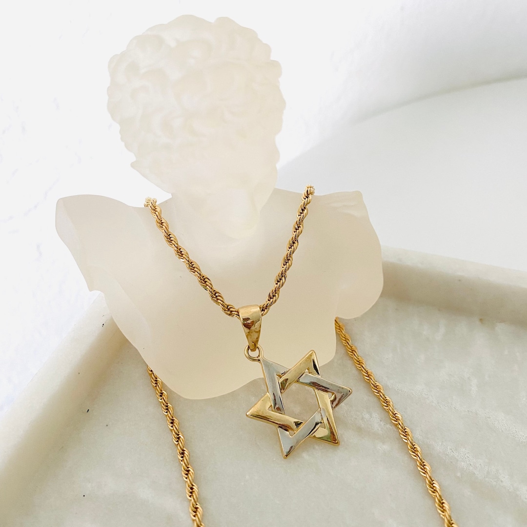 Star of David Necklace Men, Star of David Necklace, Rope Necklace, Gold ...