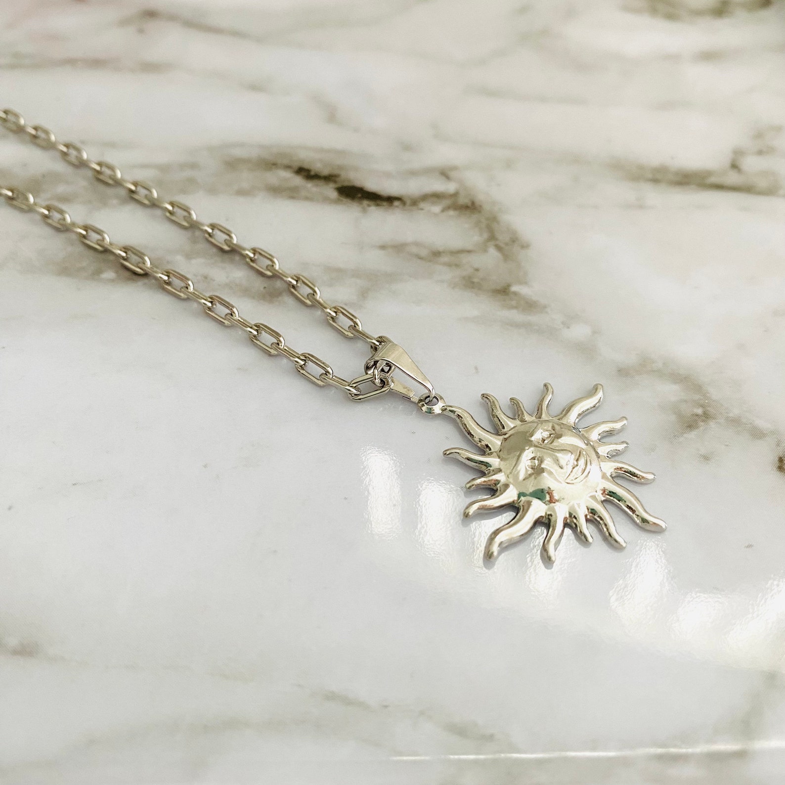 Silver Sun Necklace Sun Necklace Silver Necklace Celestial - Etsy