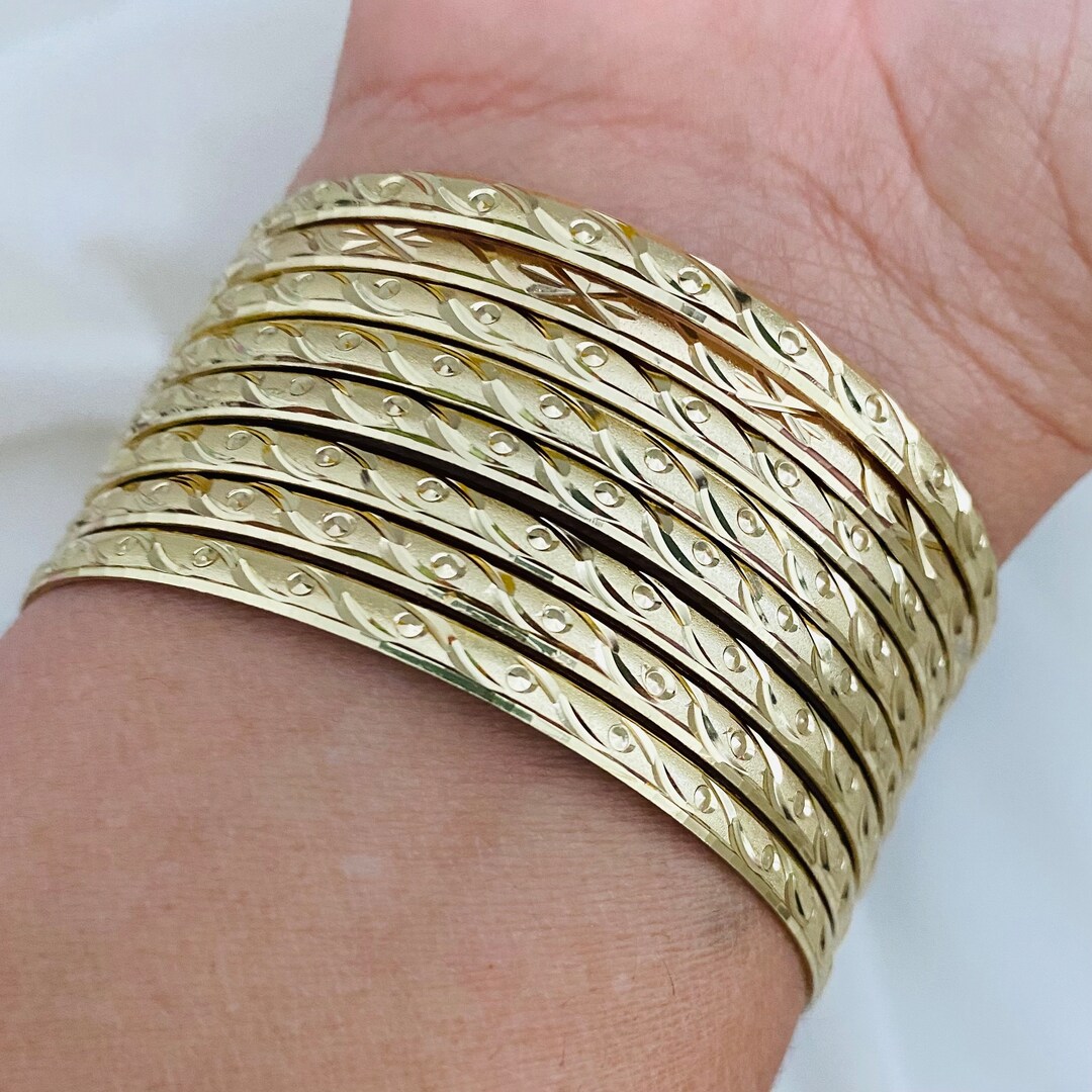 Gold Filled Set of Bangles, Indian Bangle Set, Gold Filled 7 Day ...