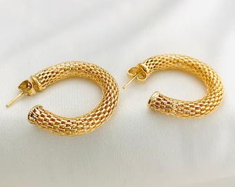 Gold Mesh Earrings - Etsy