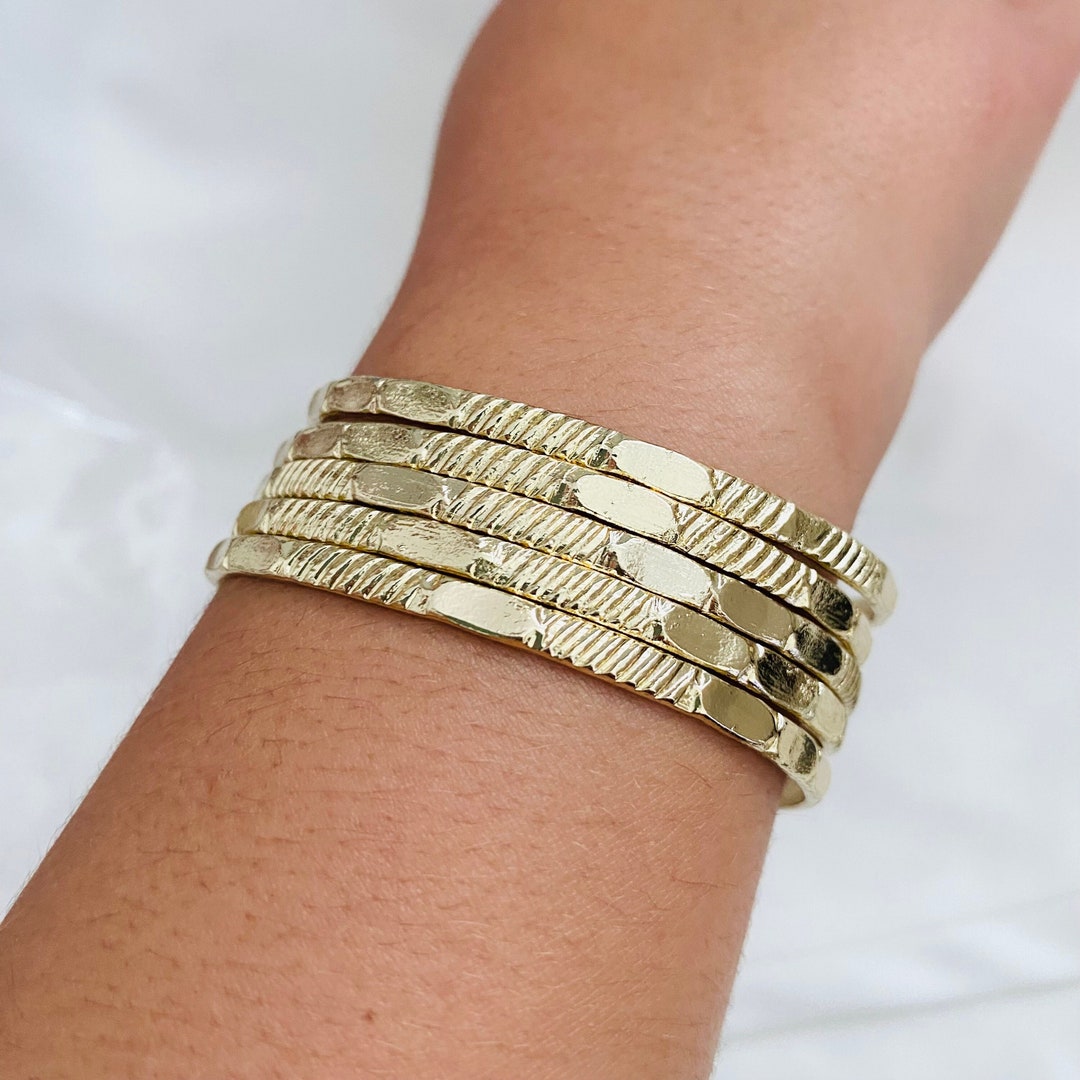 Baby Bangles Set, Hammered Bangles, Gold Filled Bangle Set, Small ...